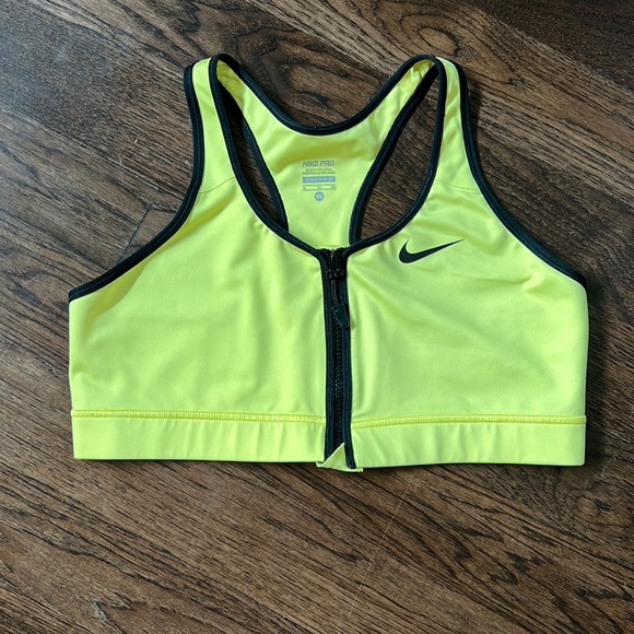 Nike | Intimates & Sleepwear | Nike Bright Yellow Drifit Zip Front ...